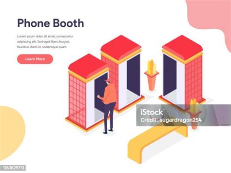 전화 부스 일러스트 개념입니다 웹 사이트 및 모바일 웹 사이트를 위한 웹 페이지 디자인의 아이소메트릭 디자인 개념 벡터 일러스트레이션 개념에 대한 스톡 벡터 아트 및 기타