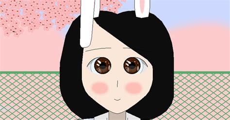 堀北真希うさぎ さくらが満開の三月末の春休み、テニスコート前での堀北真希うさぎ しらぎくさいとのイラスト Pixiv