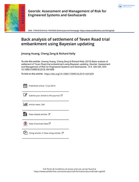 Pdf Back Analysis Of Settlement Of Teven Road Trial Embankment Using