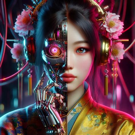 Premium Photo Cyberpunk Era Portrait Of A Woman