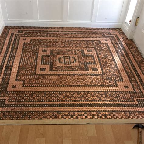 Woman Create This Stunning Mosaic Floor Out Of 7 500 Pennies Lipstick