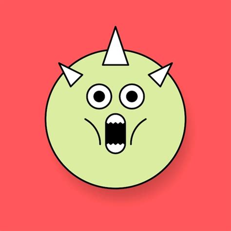 Free Vector Funky Green Monster Unicorn Emoji Sticker Vector