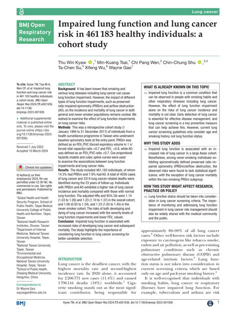 Pdf Impaired Lung Function And Lung Cancer Risk In 461 183 Healthy Individuals A Cohort Study Pdf Impaired Lung Function And Lung Cancer Risk In 461 183 Healthy Individuals A Cohort Study