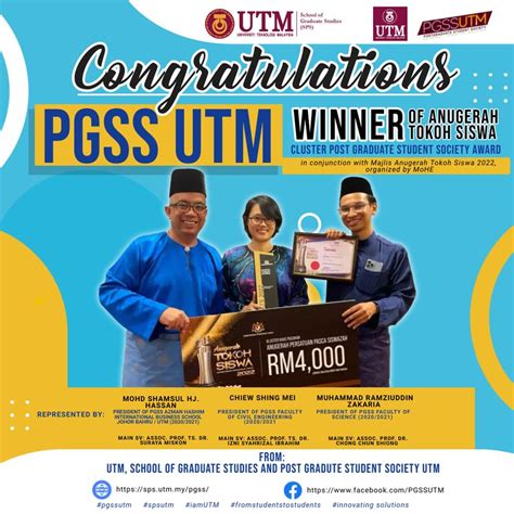 Pgss Utm Menang Anugerah Persatuan Pasca Siswazah Di Majlis Anugerah Tokoh Siswa 2022 Dr