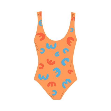 Female One Piece Swimsuit Stylish Orange Swimwear With Abstract