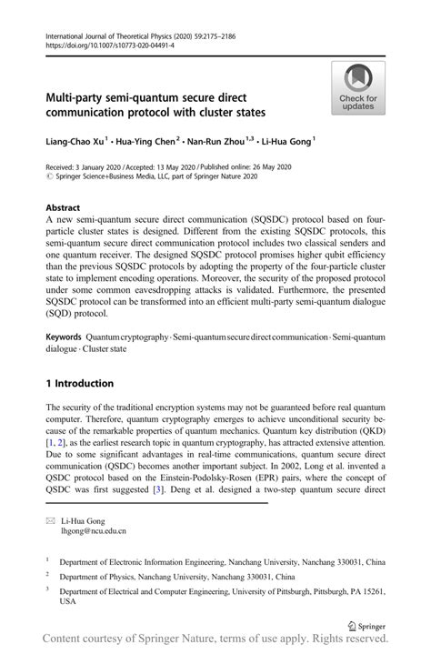 Multi Party Semi Quantum Secure Direct Communication Protocol With Cluster States Request Pdf