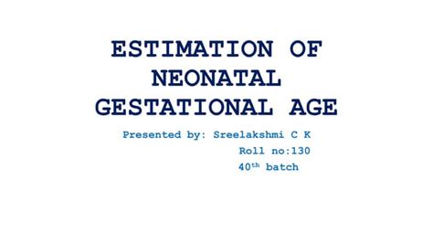 Gestational Age Estimation Pediatricspptx Pregnancy Reproductive Health
