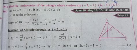 5 Find The Orthocenter Of The Triangle Whose Vertices Are −2−16−1