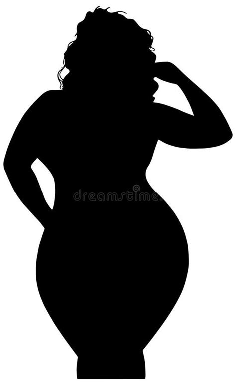 Silhouette Of An Attractive Curvy Plus Size Woman Stock Illustration
