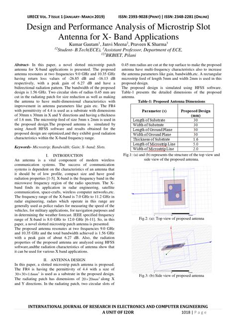 Pdf Design And Performance Analysis Of Microstrip Slot Antenna For X