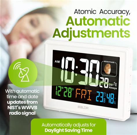 Baldr Atomic Alarm Clock Large Digital Desk Clock With Thermometer