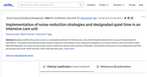 implementation of noise reduction strategies and designated quiet time in an intensive care unit