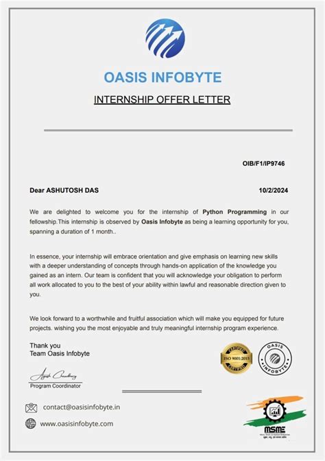 Ashutosh Das On Linkedin Internship Pythondeveloper Oasisinfobyte