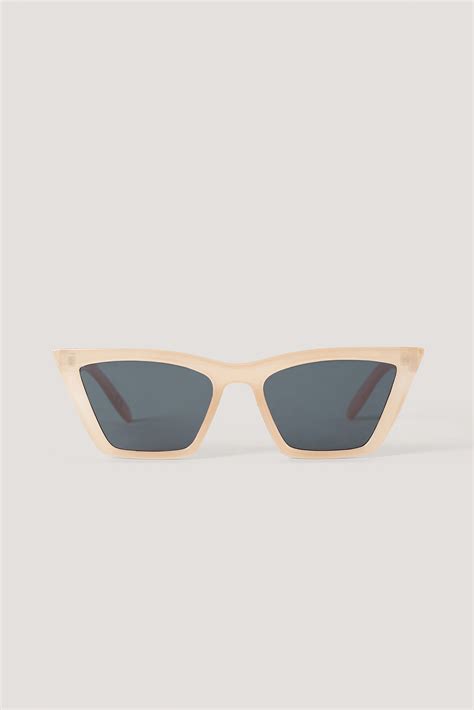 Pointy Edge Squared Cateye Sunglasses Beige Na