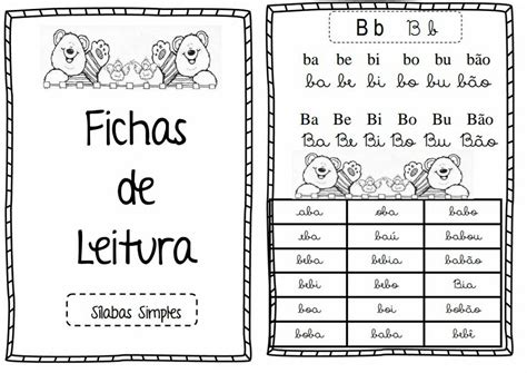 Ficha De Leitura De Sílabas Simples Letra Cursiva