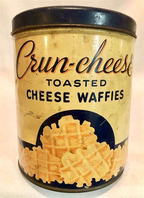 Vintage Crun Cheese Toasted Cheese Waffles Advertising Tin