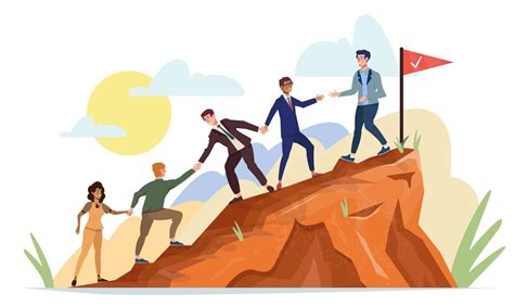 concepto de trabajo en equipo grupo de personas escalando una montaña