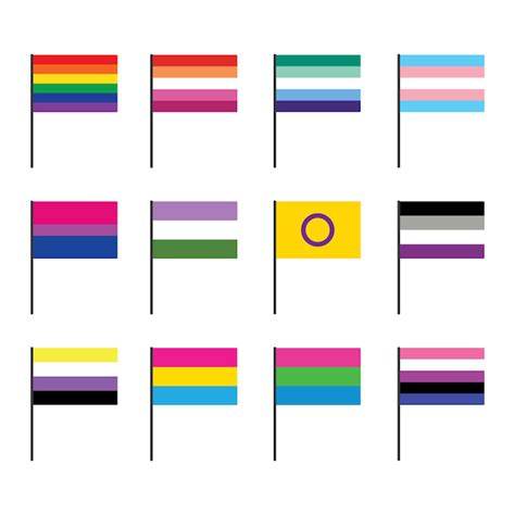 La Bandera Del Orgullo Lgbtqia Es Un Conjunto De Iconos De Diseño Plano