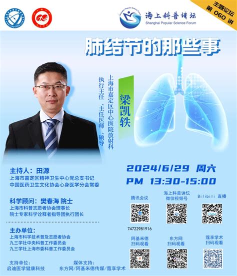 【海上科普讲坛】本周六，一起来了解关于肺结节的那些事儿澎湃号·政务澎湃新闻 The Paper