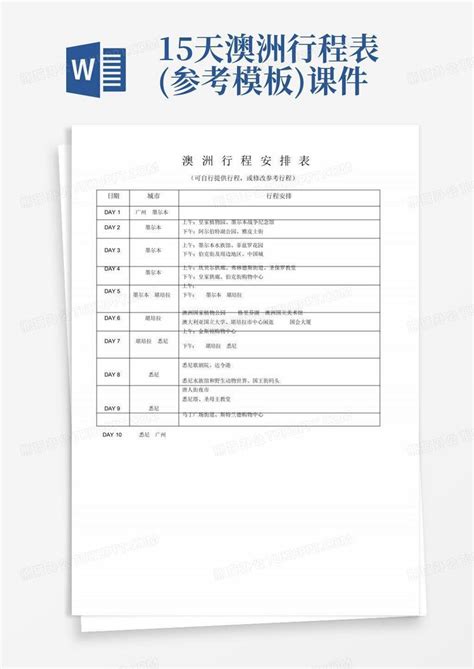 15天澳洲行程表参考课件word模板下载编号qozgrgze熊猫办公