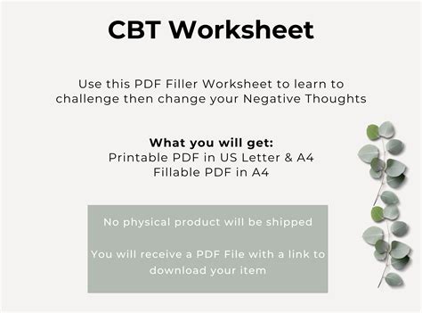 Negative Thinking Patterns Fillable Pdf Thoughts Are Not Facts Blue