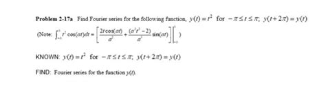 Problem 2 17a Find Fourier Series For The Following