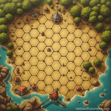 Hexagonal Game Map Stable Diffusion Online