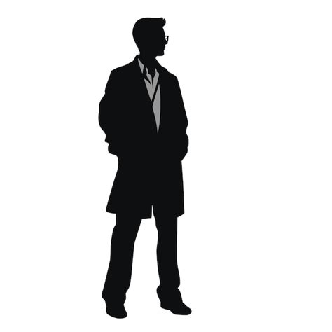 Silueta De Hombre Profesional En Traje De Pie Vector Premium