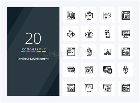 20 Device And Development Outline Icon For Presentation Stock Vector Illustration Of