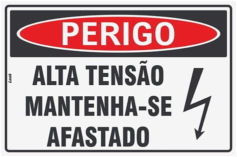 Placa de Sinalização Perigo Alta Tensão Mantenha se Afastado Look Placas de Sinalização