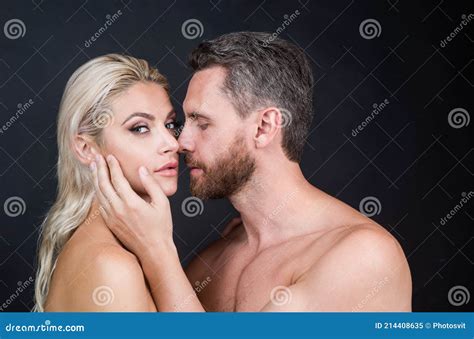 Couple In Love Of Woman And Man With Naked Body Kiss Passion Stock Image Image Of Mature