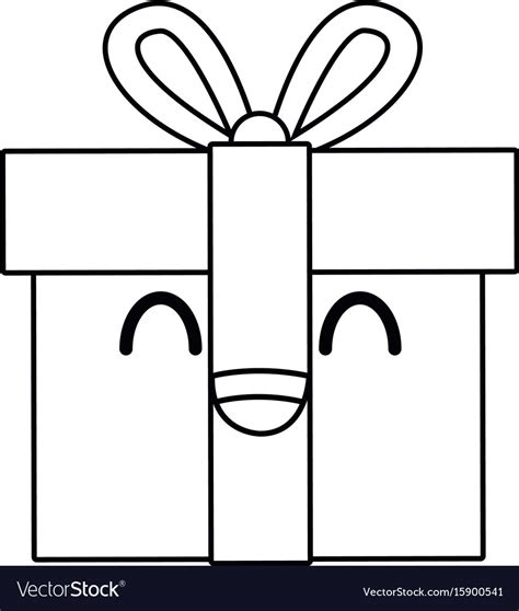 Kawaii Gift Box Wrapped Ribbon Bow Decoration Vector Image