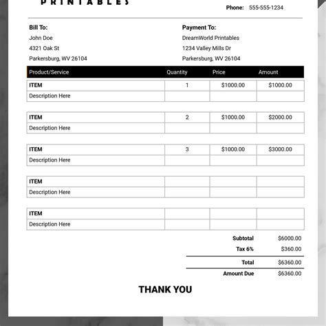 Editable PDF Word Google Docs Google Sheets Template Simple Invoice