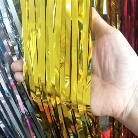 1pack Party Backdrop Metallic Foil Fringe Tinsel Curtain Birthday