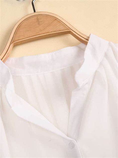 White Short Sleeve Loose Chiffon Blouse Sheinsheinside