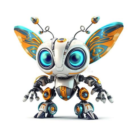 Bee Robot Cute Robotic Insect Isolated Over White Background Created