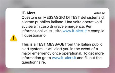 IT Alert cos è come funziona e quando inizia il test d emergenza