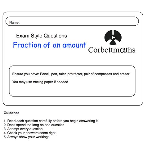 Fraction Of Amounts Practice Questions Corbettmaths