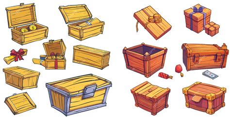 Premium Vector Vector Cartoon Set Of Open And Closed Wood Crates With