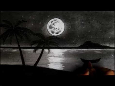 How To Draw Scenery Of Moonlight Night Step By Step YouTube