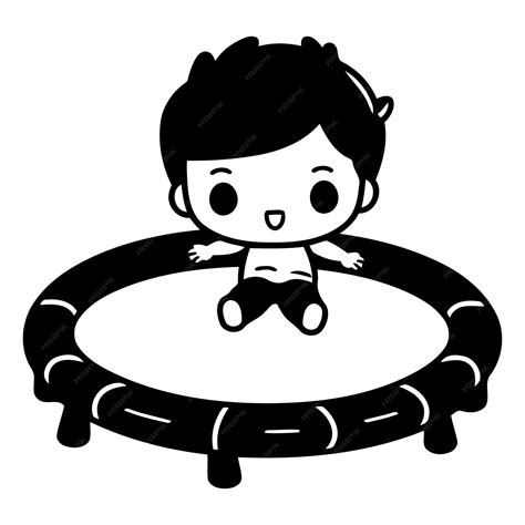 Мальчик прыгает в бассейн милая мультфильмная векторная иллюстрация Премиум векторы