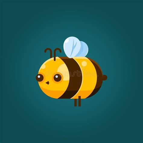 Cute Bee Game Character For Ui Design In Flat Style Icon Vector