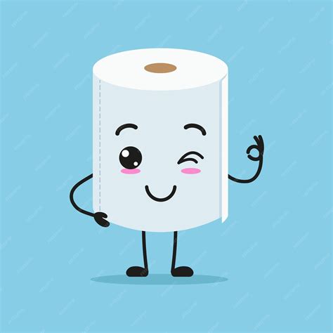Premium Vector Cute Happy Toilet Paper Character Funny Smiling And