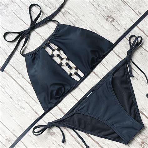 Bikinis 2019 Classic Sexy Women Bikini Swimwear Solid Beachwear