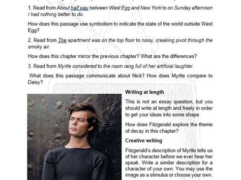 The Great Gatsby Chapter Tasks Teaching Resources