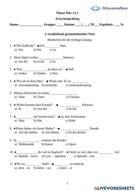 Deutsch A1 Worksheet Live Worksheets 60 Off