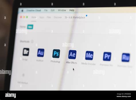 New York Usa April 7 2023 Adobe Creative Cloud Application Set On Computer Screen Close Up
