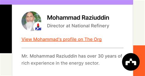Mohammad Raziuddin Director At National Refinery The Org