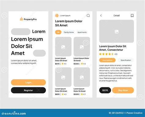 Property Mobile App Ui Design Stock Vector Illustration Of Page Interface 281264932