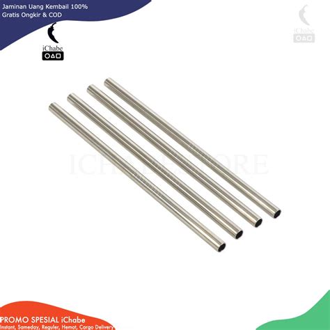 Jual [bisa Cod] New Jk Sedotan Sikat Stainless Lurus Bengkok Straw
